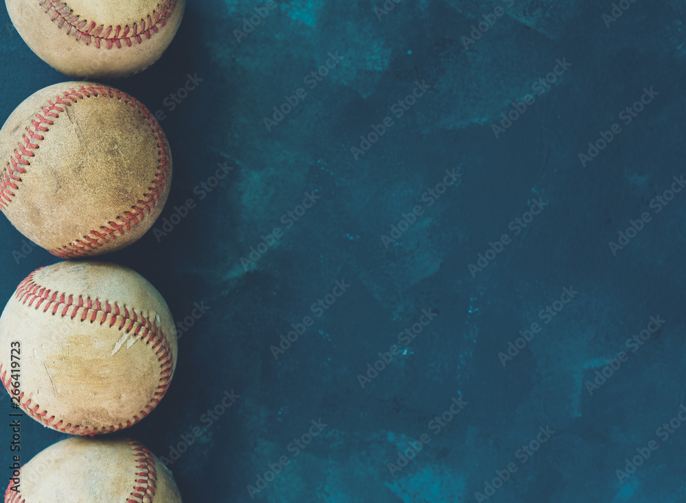 Old vintage baseball background with balls top view. Stock Photo ...