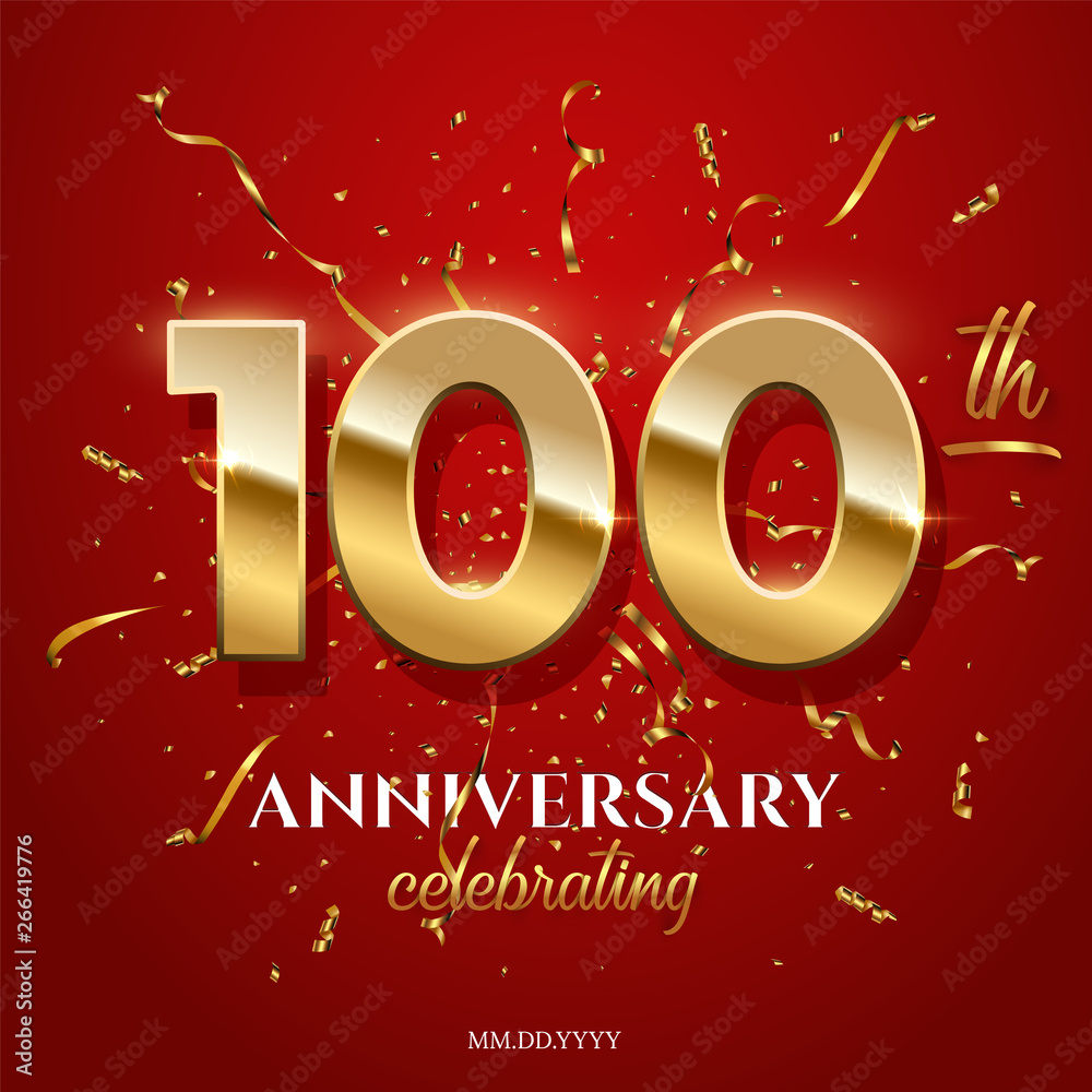 100 golden numbers and Anniversary Celebrating text with golden ...