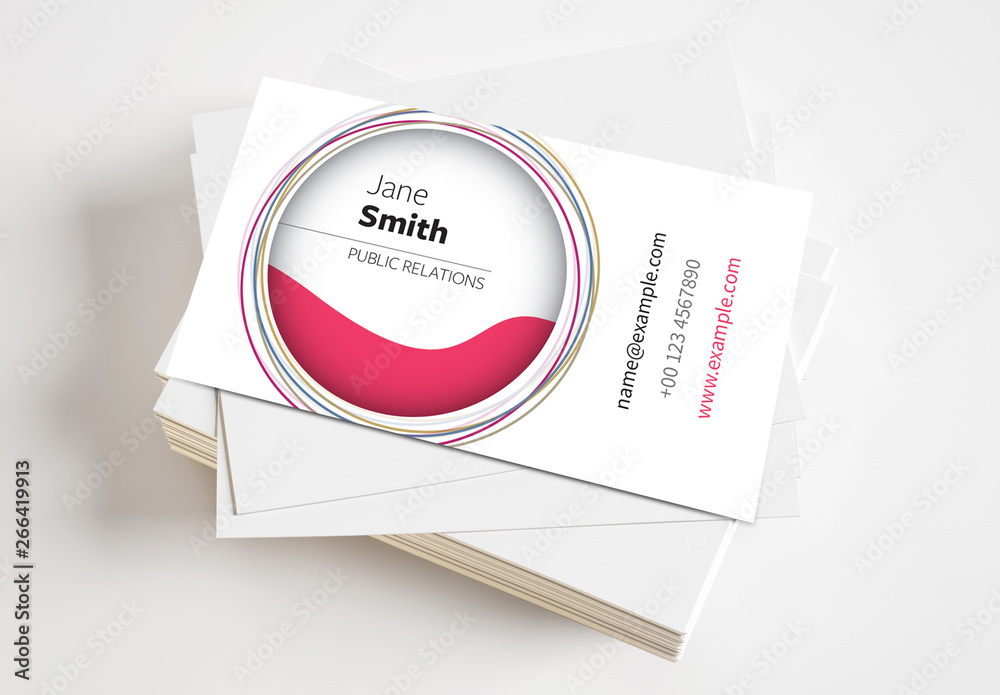 Business Card with Circle and Liquid Element Layout Stock Template ...