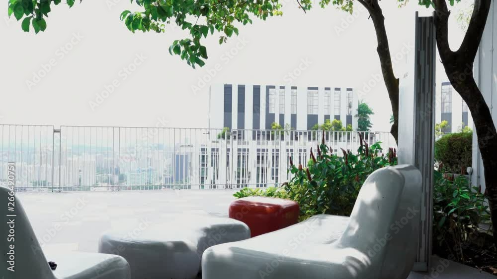 Veranda or terrace with working space on the top floor. Beautiful ...