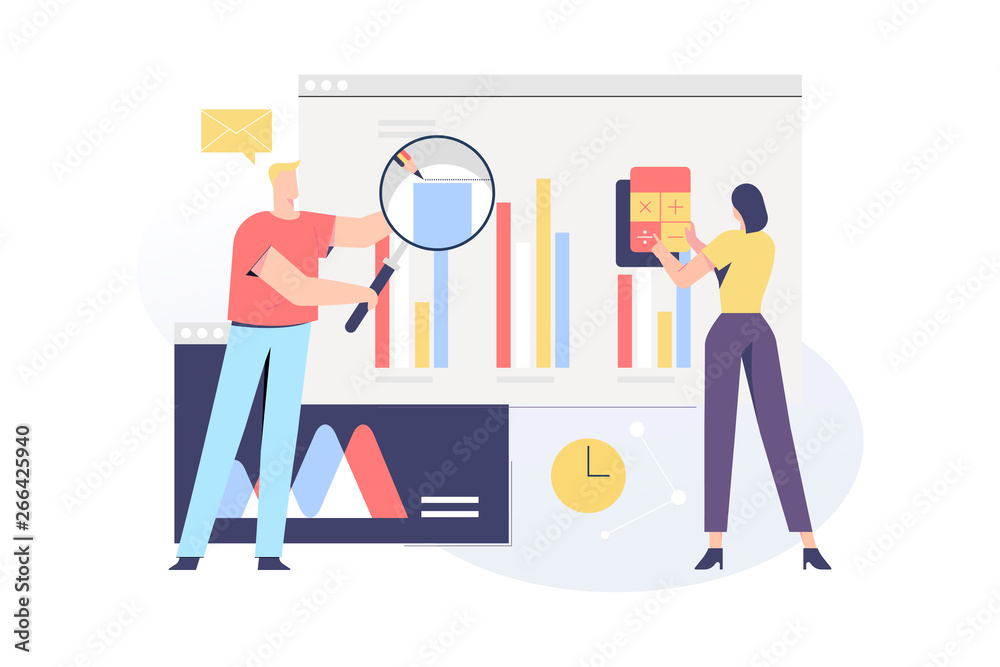 Statistics and research related, vector illustration concept for ...