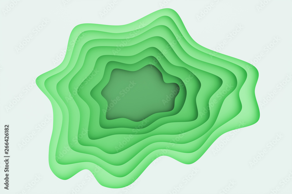 Abstract green paper cut background, paper cut template. 3D paper ...