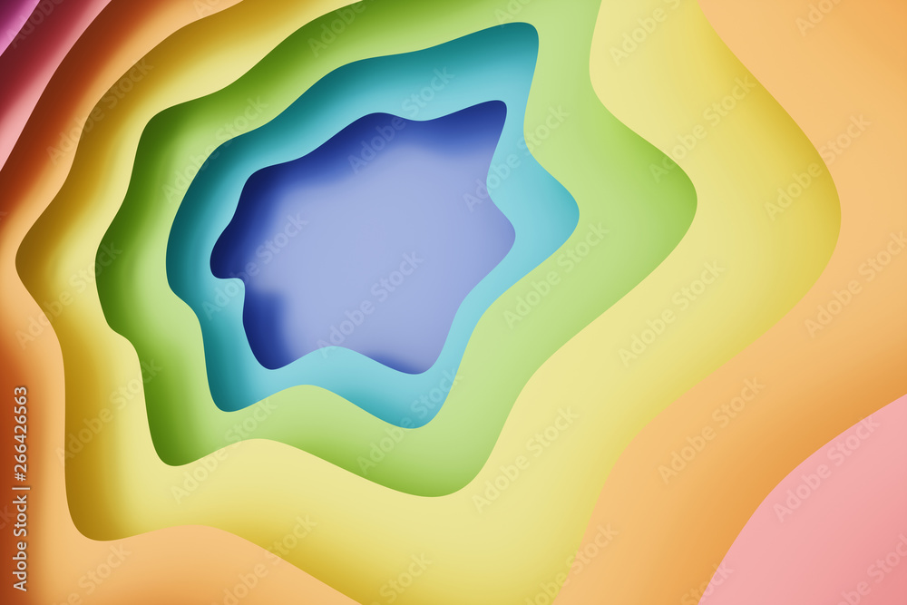 Abstract paper cut background, rainbow colors, pastel colors. 3D pastel ...
