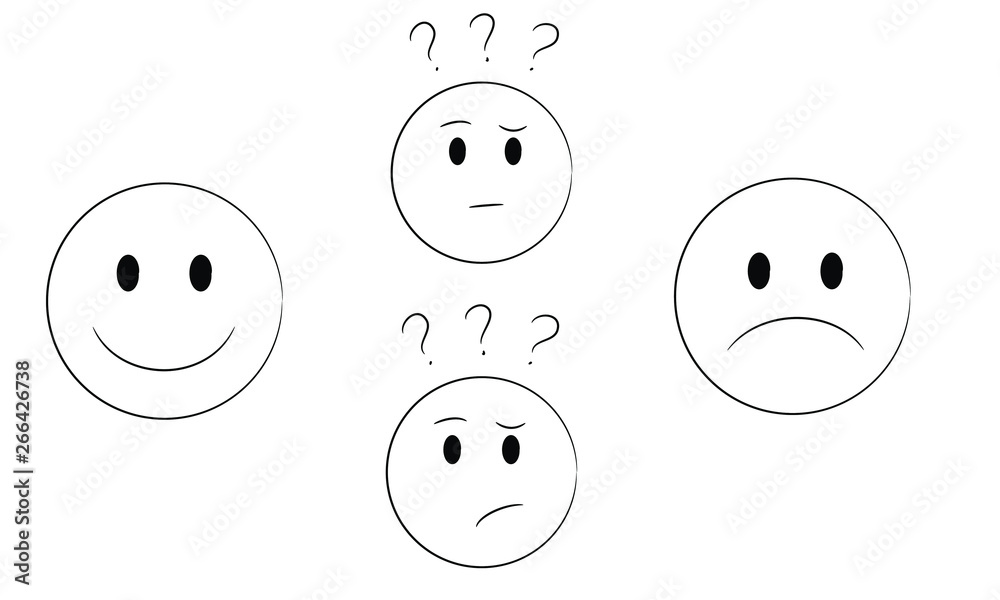Emoticones feliz confundido triste Stock Vector | Adobe Stock
