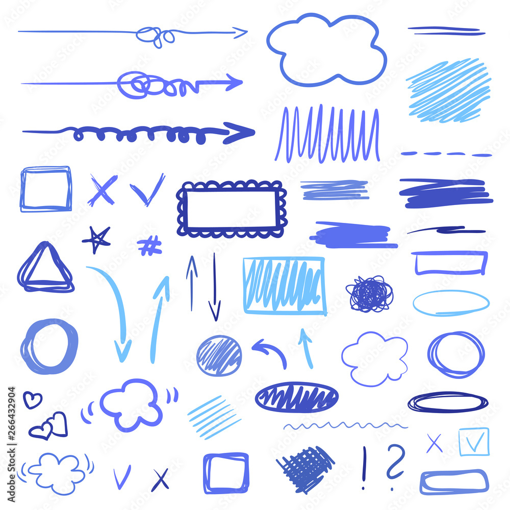 Infographic elements on isolation background. Colored set of sketchy ...