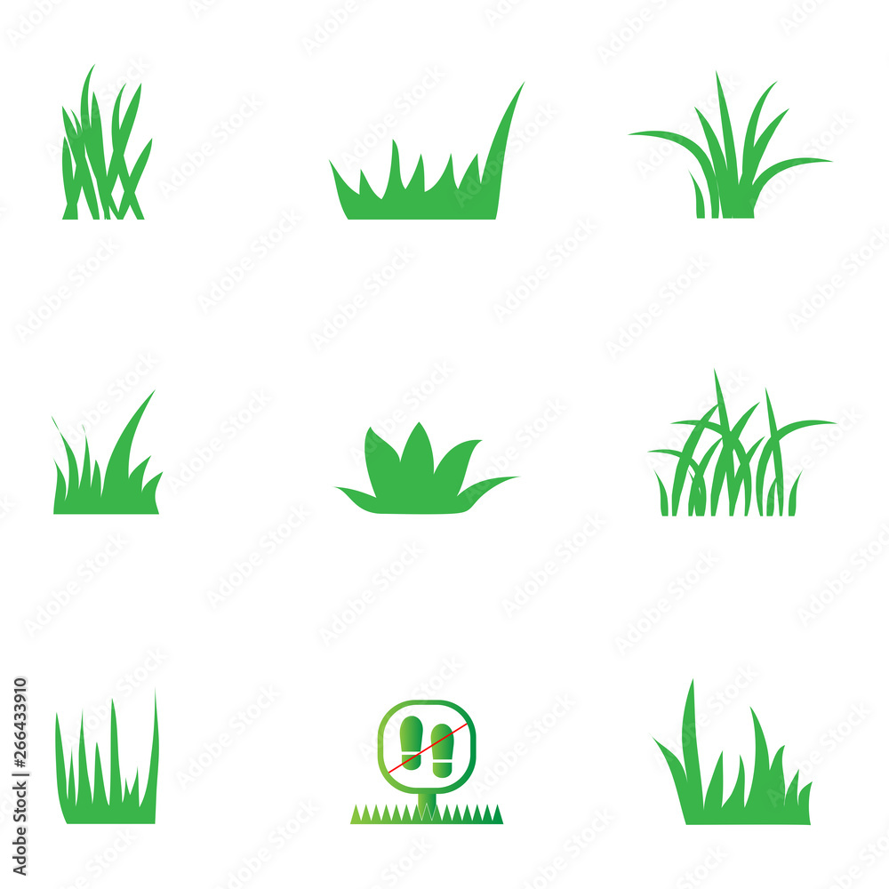 Green Grass Icons Set - Isolated On White Background. Grass Vector ...