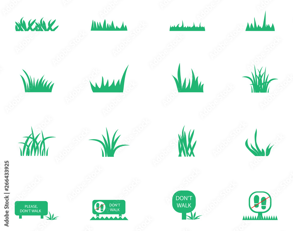 Green Grass Icons Set - Isolated On White Background. Grass Vector ...