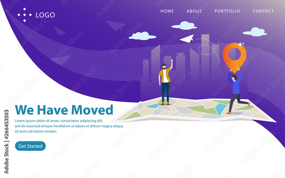 we have moved vector illustration concept, can use for, landing page ...