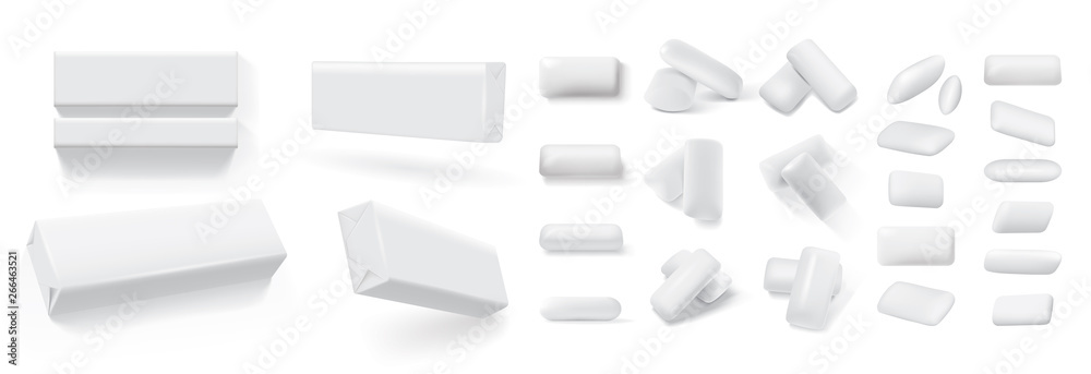 isolated white paper packaging for chewing gum on a white background ...