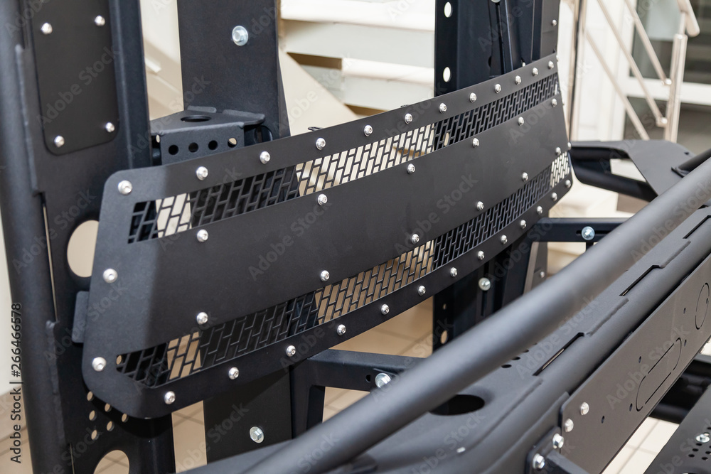 Stand for demonstration of car body elements reinforced for off-road ...