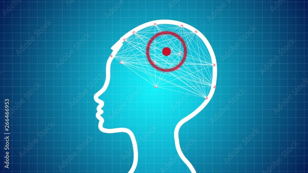 Headache, migraine in man, futuristic animation.Medical chart, health ...