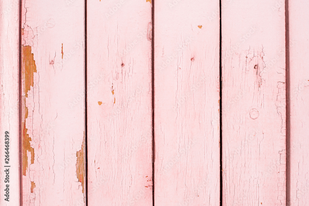 Pink wood texture. Old wooden painted surface with flaky paint. Copy ...