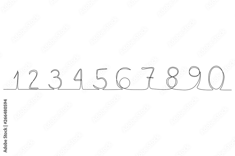 Continuous Line Numbers 0 9 New Minimalism Doodle Numbers Continuous 