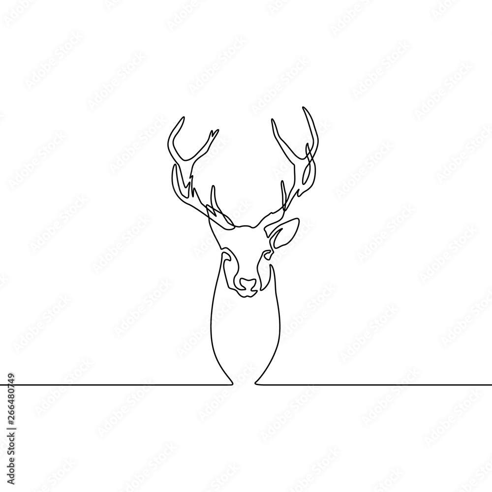 Continuous line drawing Reindeer isolated on white background. Vector ...