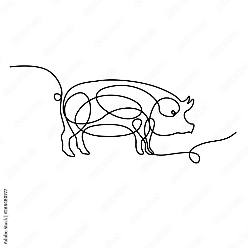 Continuous line drawing Pig. Vector. Stock Vector | Adobe Stock