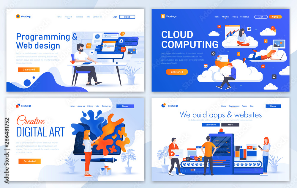 Flat Modern design of website template - Web Design Stock Vector ...