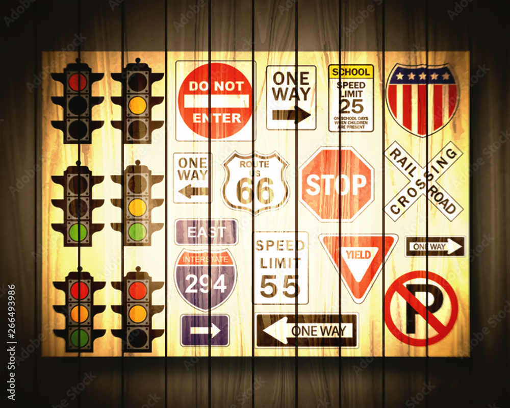 Traffic signs, background wood, texture, dirty Stock Photo | Adobe Stock