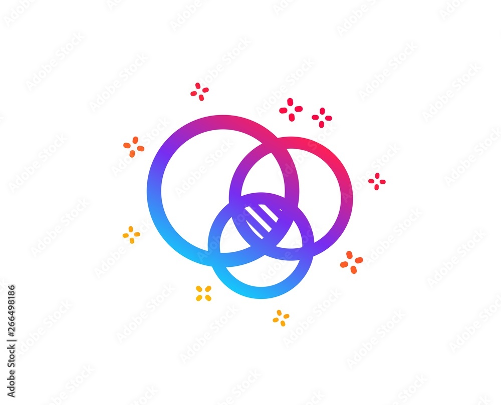Euler diagram icon. Eulerian circles sign. Relationships chart symbol ...