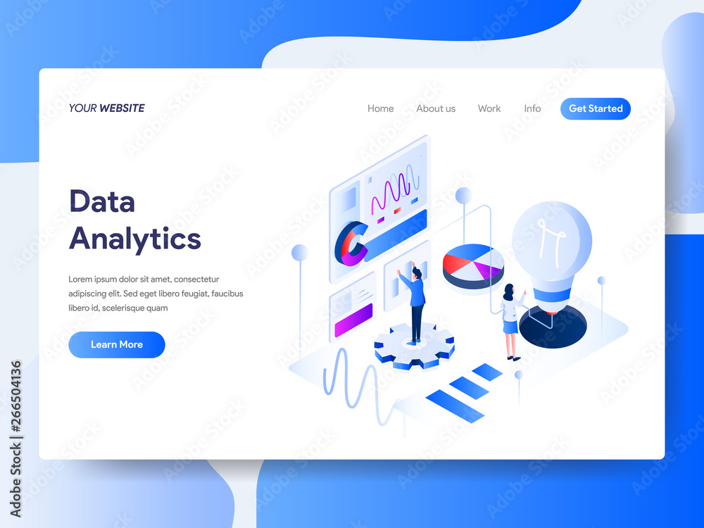 Landing page template of Data Analysis Isometric Illustration Concept ...