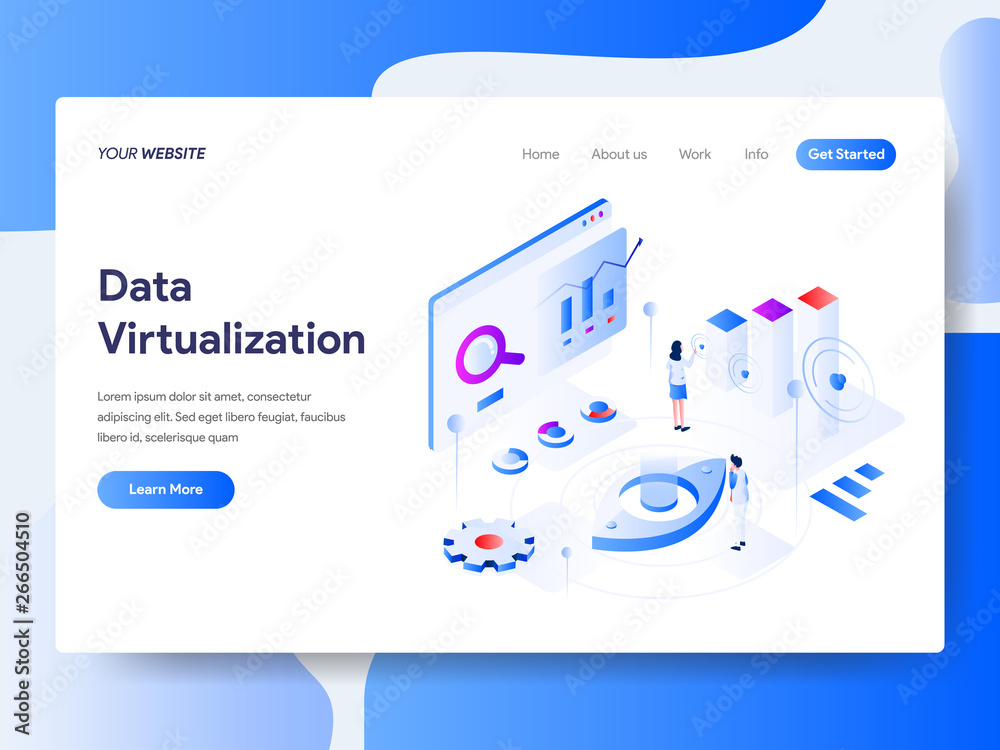 Landing page template of Data Virtualization Isometric Illustration ...
