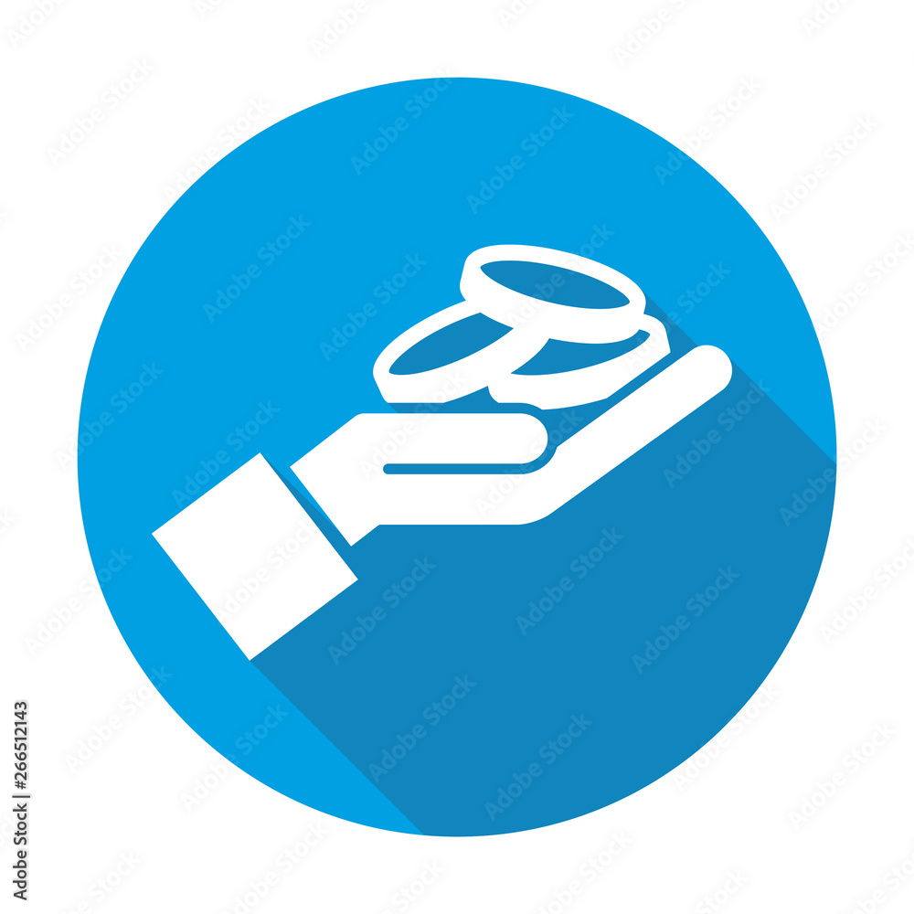 Money vector blue icon in modern flat style isolated. Money can support ...
