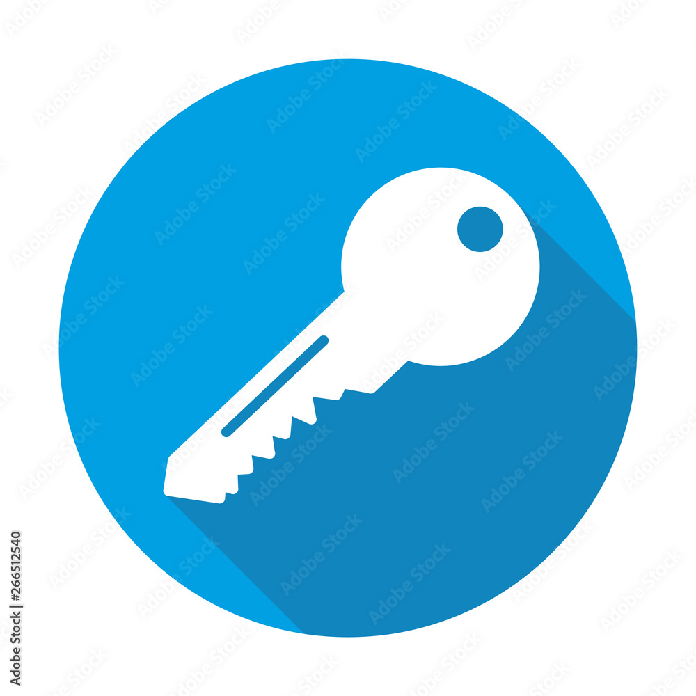 Key vector blue icon in modern flat style isolated. Key can support is ...