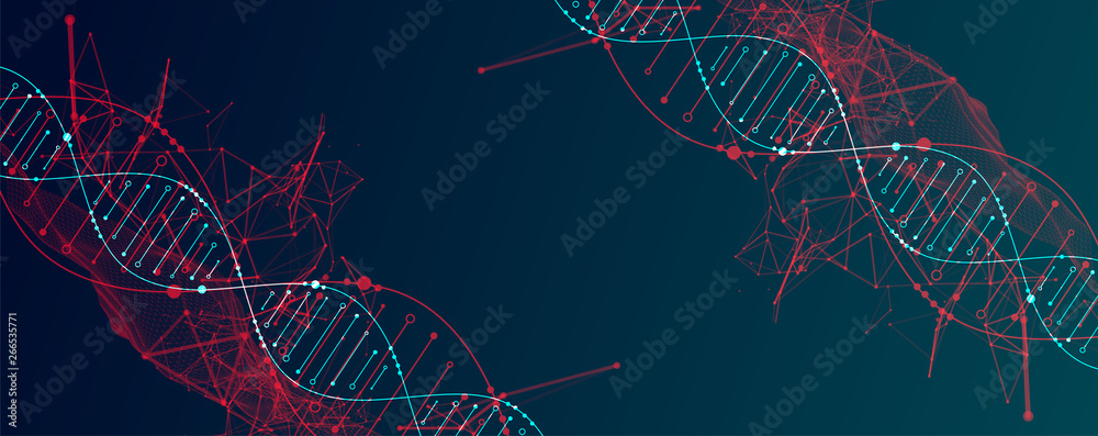 Science template, wallpaper or banner with a DNA molecules. Vector ...