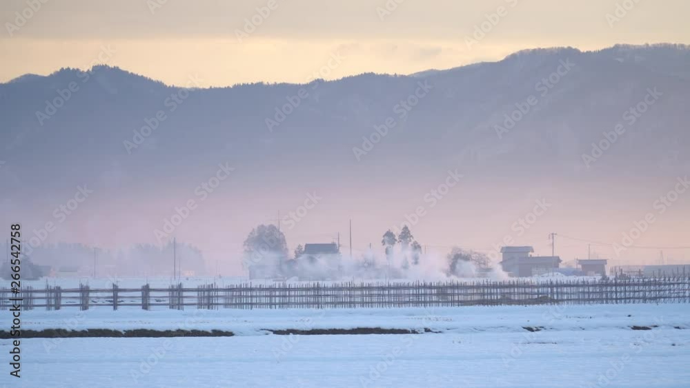 Panorama view of snow landscape. Wonderful natural background. Dramatic ...