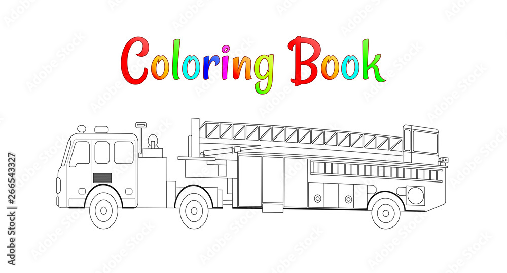 Fire truck coloring book vector. Coloring pages for kids Vector ...