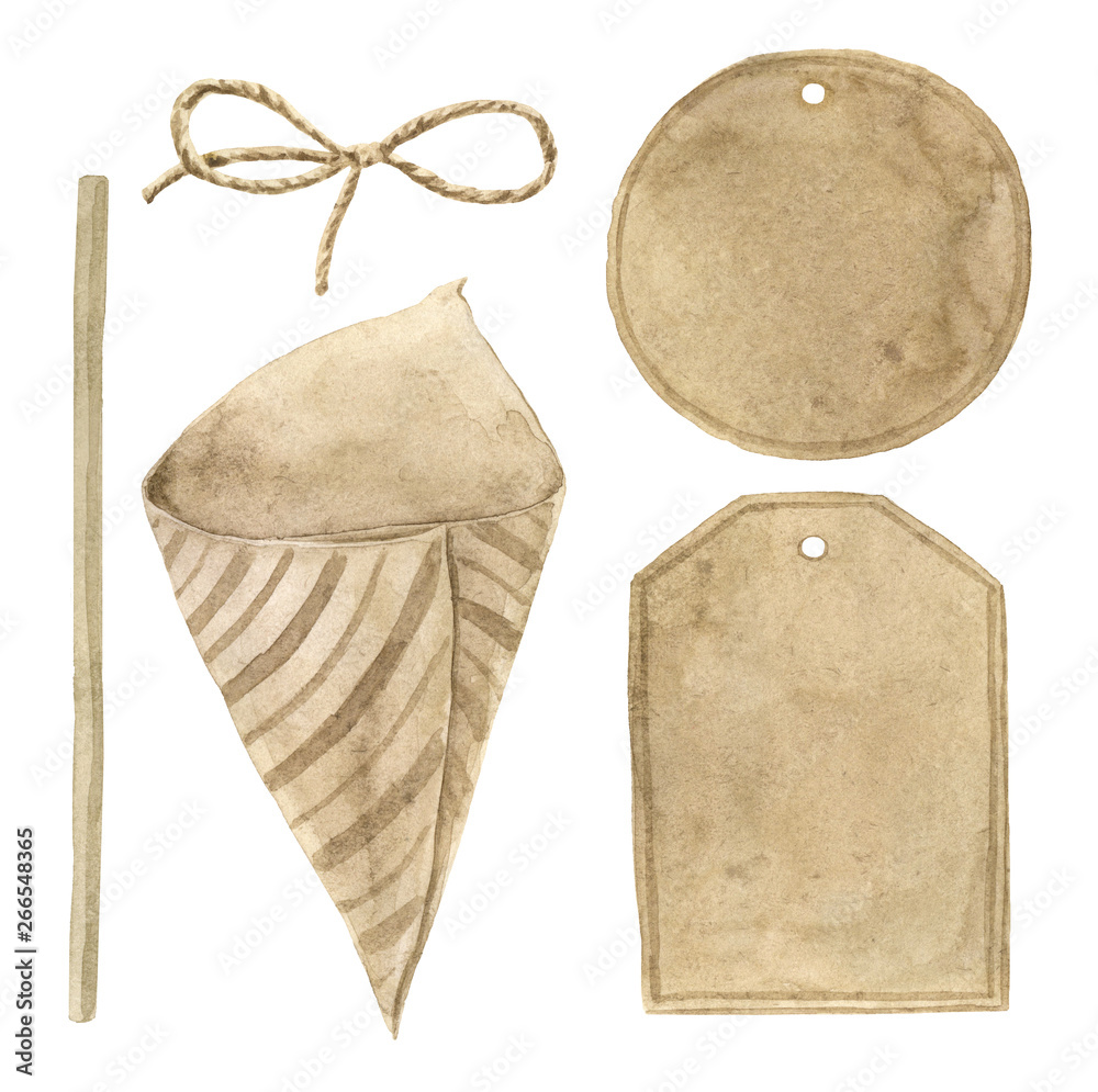 Craft Paper Watercolor Set. Natural color paper, card, cardboard ...