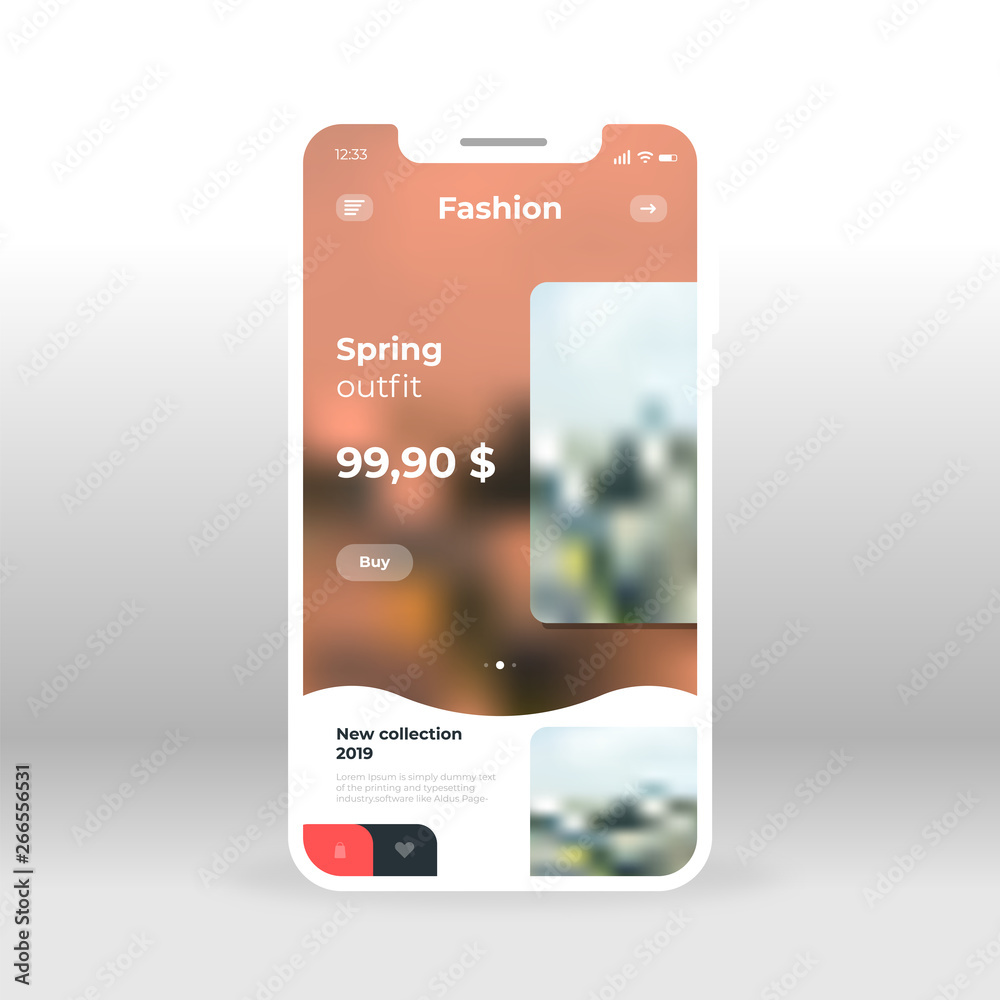 Online fashion spring collection sale UI, UX, GUI screen for mobile ...