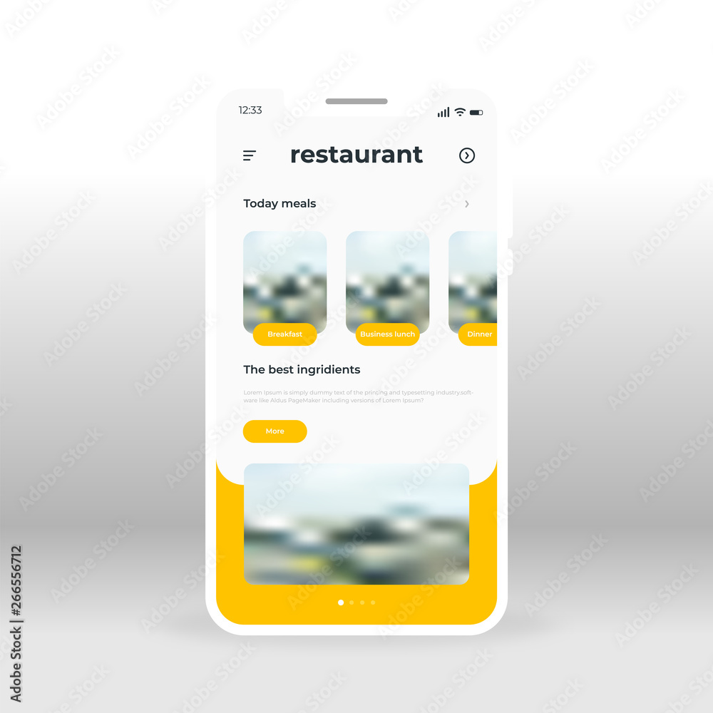 Yellow Online Restaurant UI, UX, GUI screen for mobile apps design ...