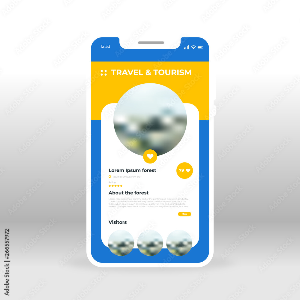 Blue Orange Travel and tourism company UI, UX, GUI screen for mobile ...