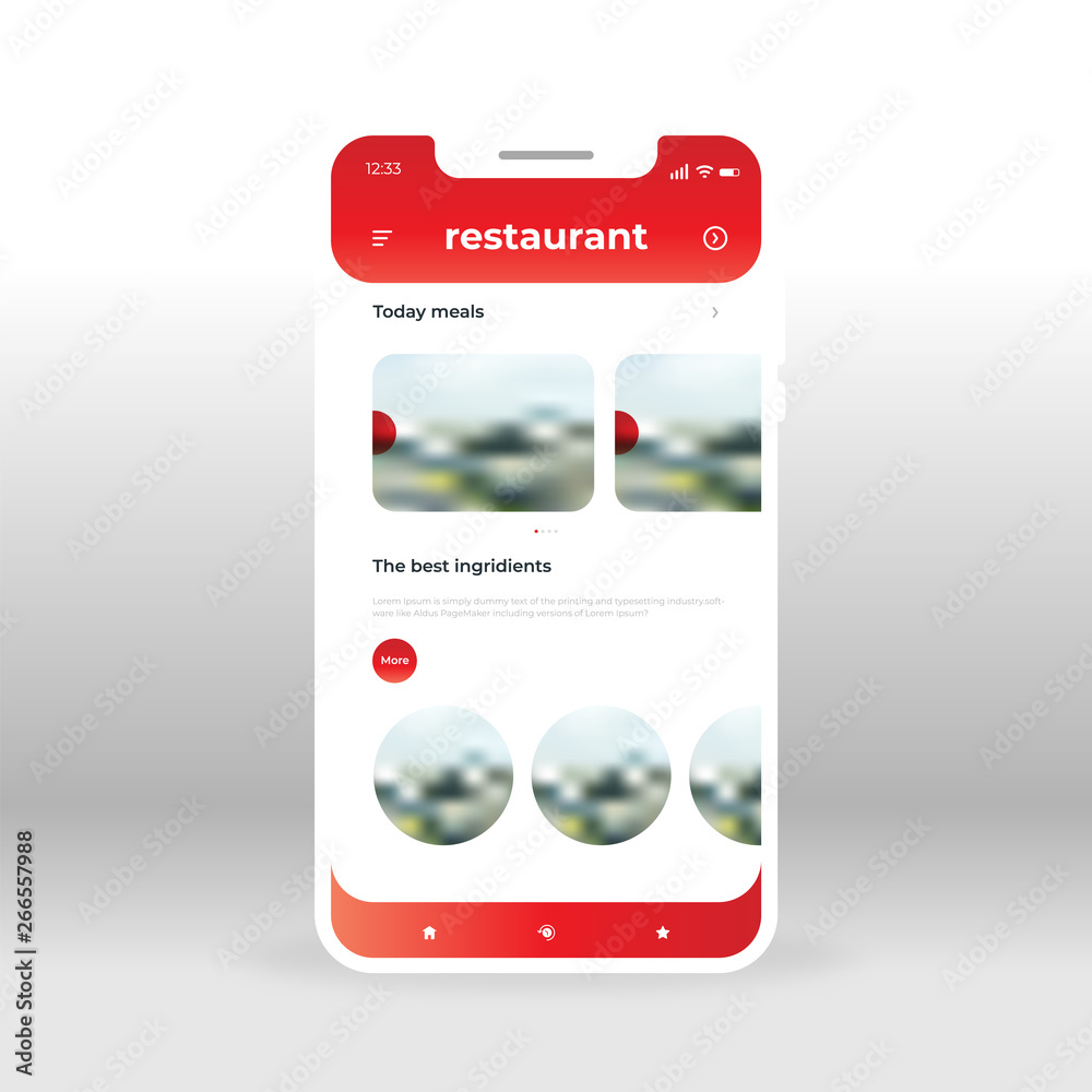 Red Restaurant UI, UX, GUI screen for mobile apps design. Modern ...