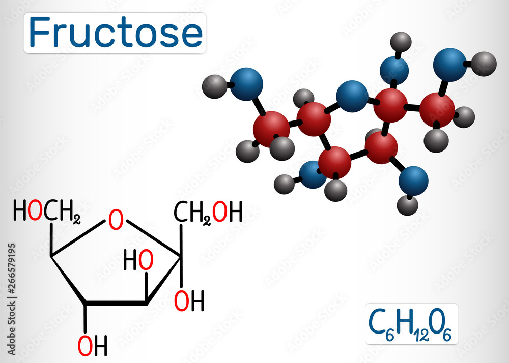 Fructose Alpha D fructofuranose Molecule Cyclic Form Structural fructose-alpha-d-fructofuranose-molecule-cyclic-form-structural