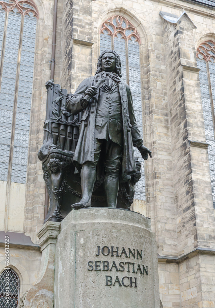 Monument of famous German composer Johann Sebastian Bach against St ...
