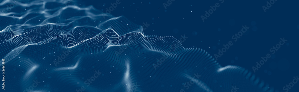 Musical wave of particles. Sound structural connections. Abstract ...