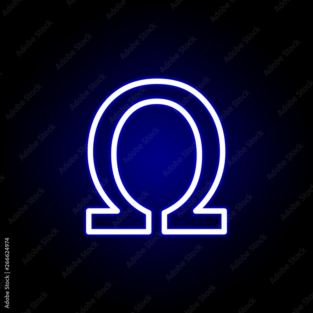 symbol, ohm sign icon in neon style. Can be used for web, logo, mobile ...