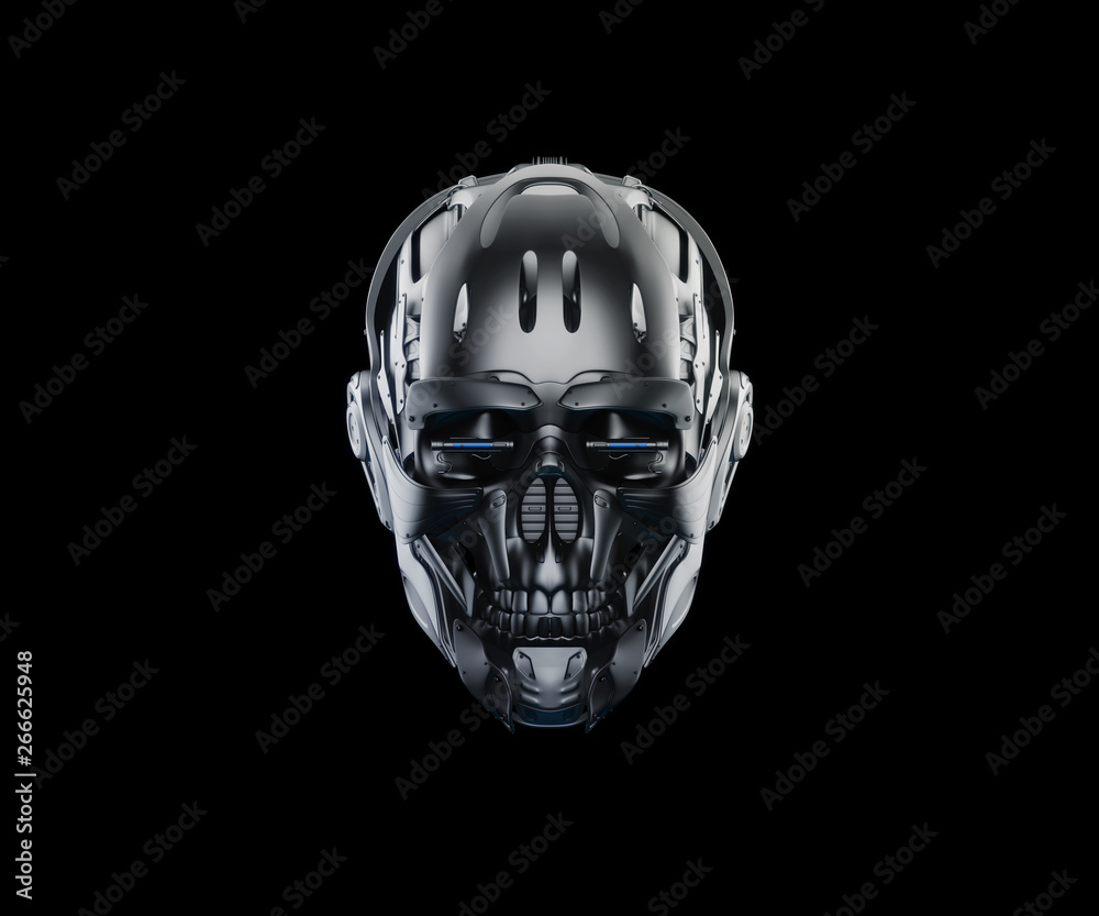 Cyber skull in front 3d rendering Stock Illustration | Adobe Stock
