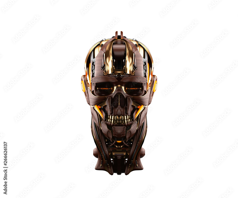 Cyber skull in front 3d rendering Stock Illustration | Adobe Stock