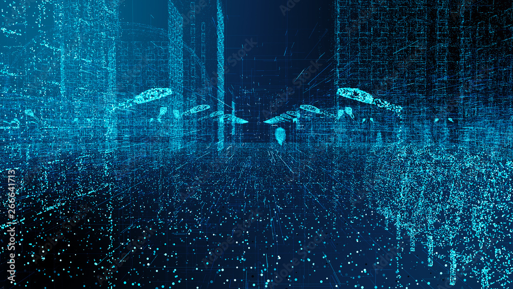 Architecture digital background smart city digital connected buildings ...