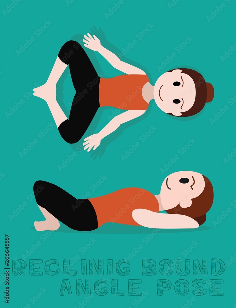 Reclining Bound Angle Pose Cartoon Vector Illustration Stock Vector ...