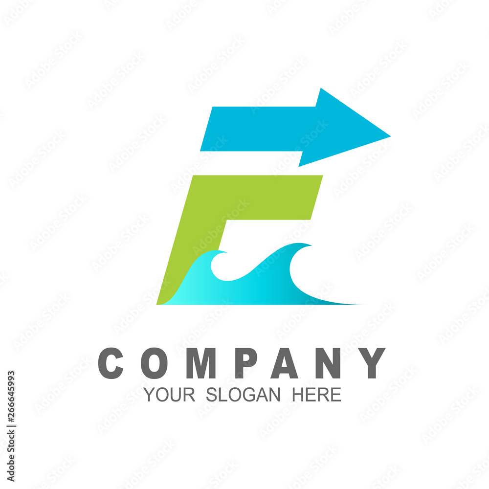 Initial letter e logo with arrow shape. letter e business logo template ...