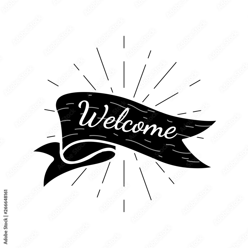 Welcome text in a badge Stock Vector | Adobe Stock