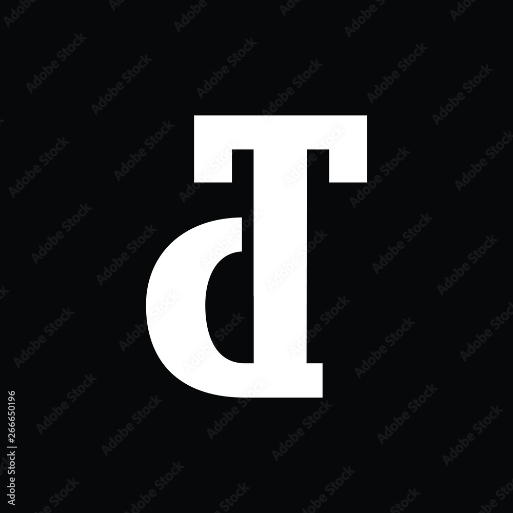 DT initials logo in white with black background Stock Vector | Adobe Stock