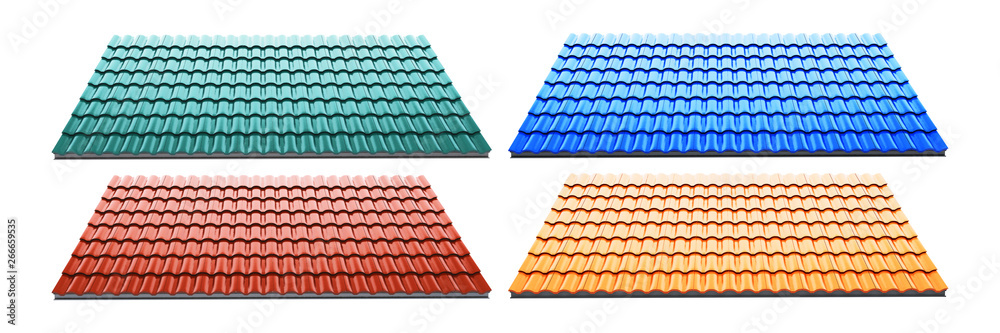 3d roof tile on the white background,3d rendering,red roof tile ...