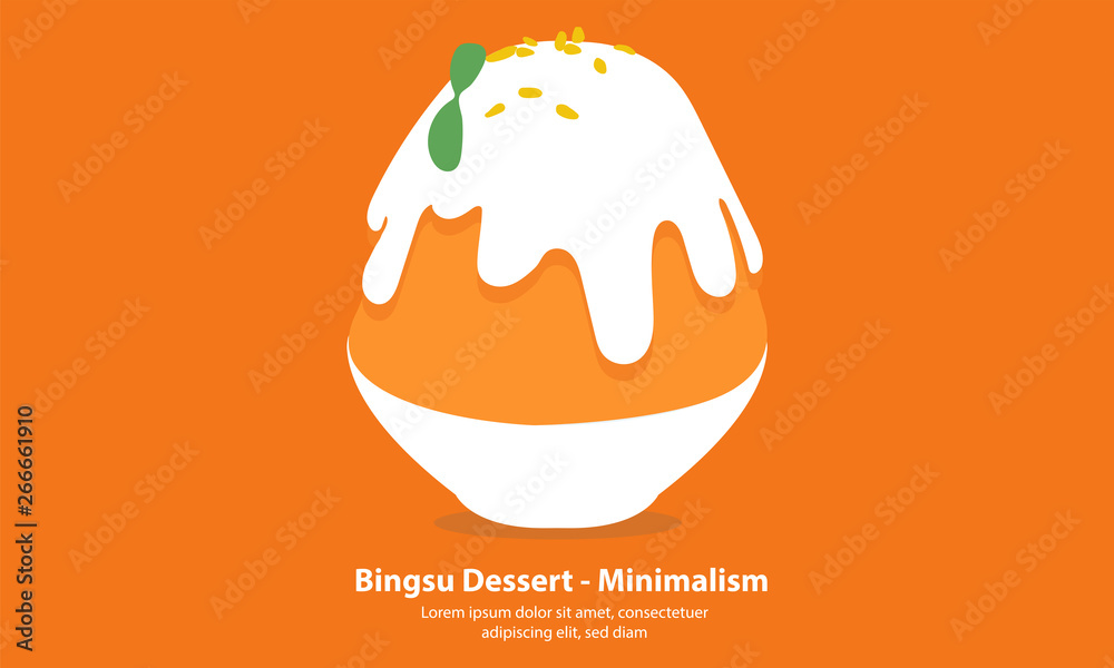 Thai Tea bingsu or kakikori korean dessert - Minimalism illustration ...