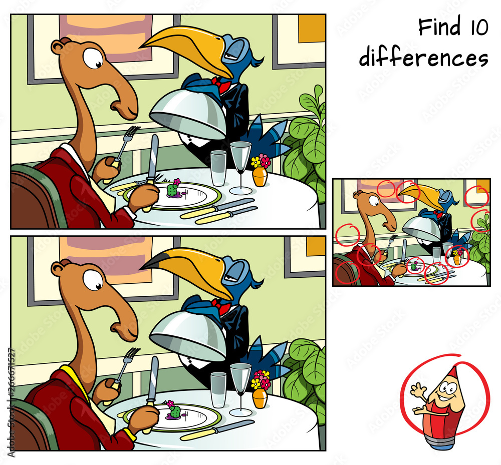 Camel in a restaurant. Find 10 differences. Educational matching game ...