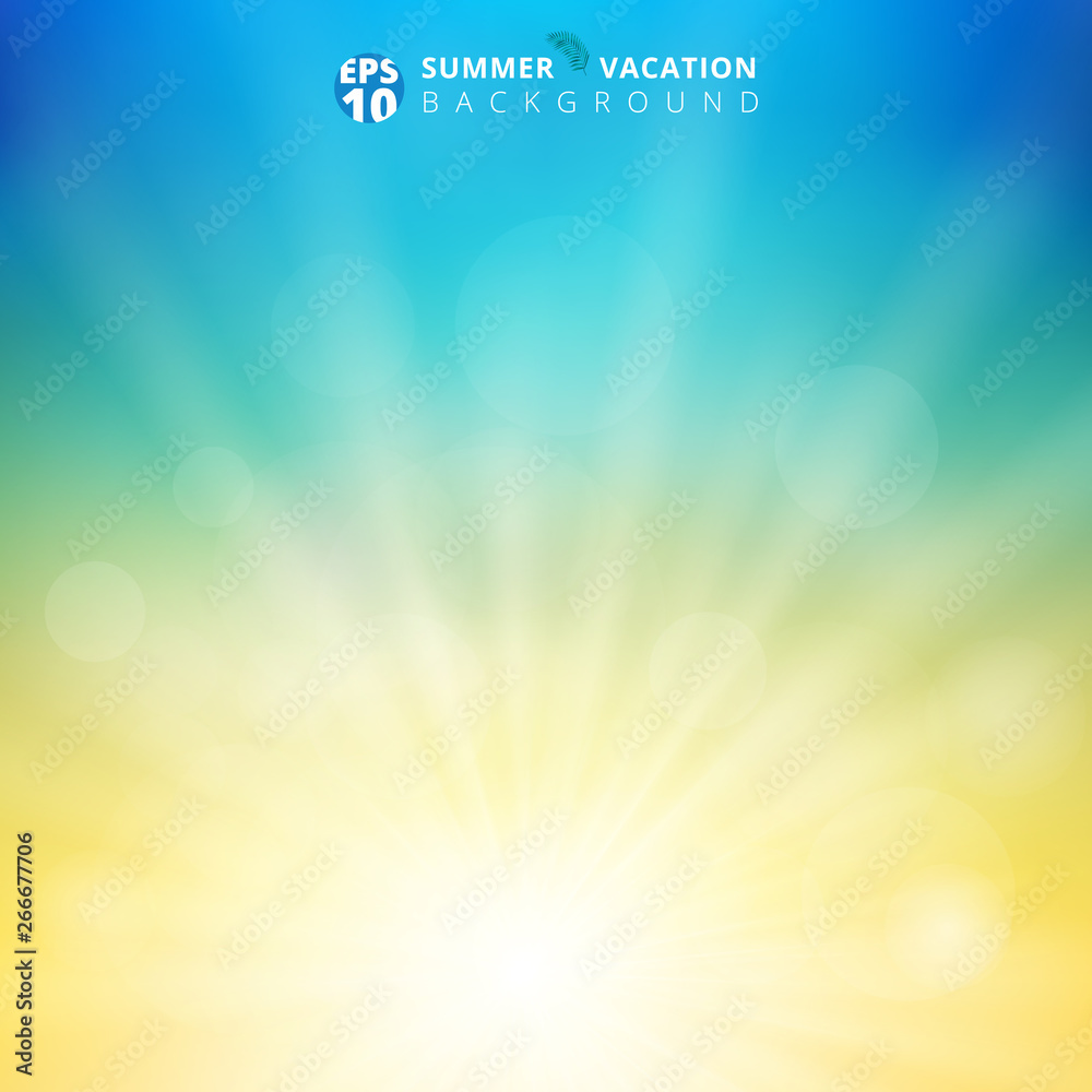 Summer season sunlight with bokeh in the sky blurred background. Nature ...