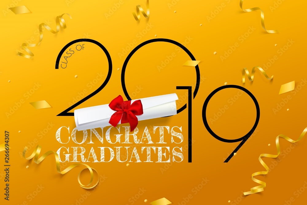 Congrats graduates. Lettering for graduation class of 2019. Vector text ...